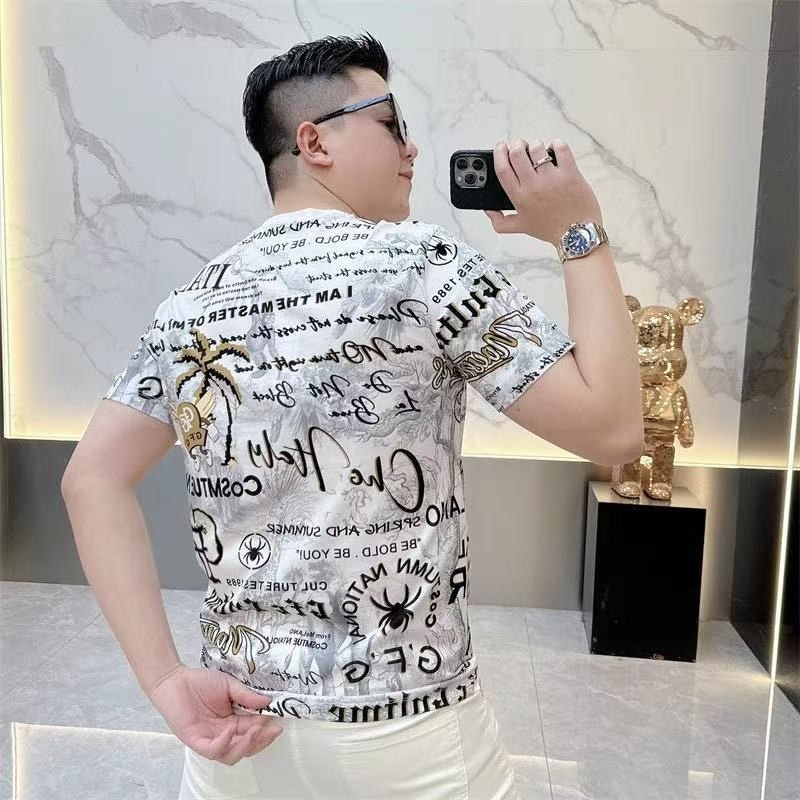 Men's high-end T-shirt 2025 summer trendy brand new print slimming ...