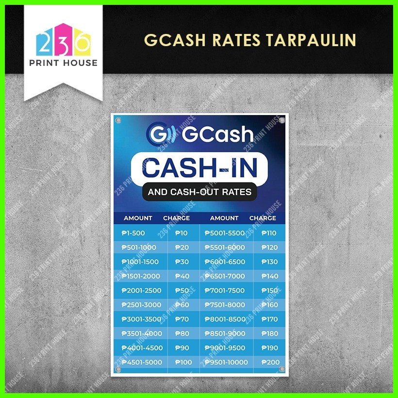 ️ GCASH RATES Tarpaulin Banner FREE Eyelets Cash-In & Cash-Out ...
