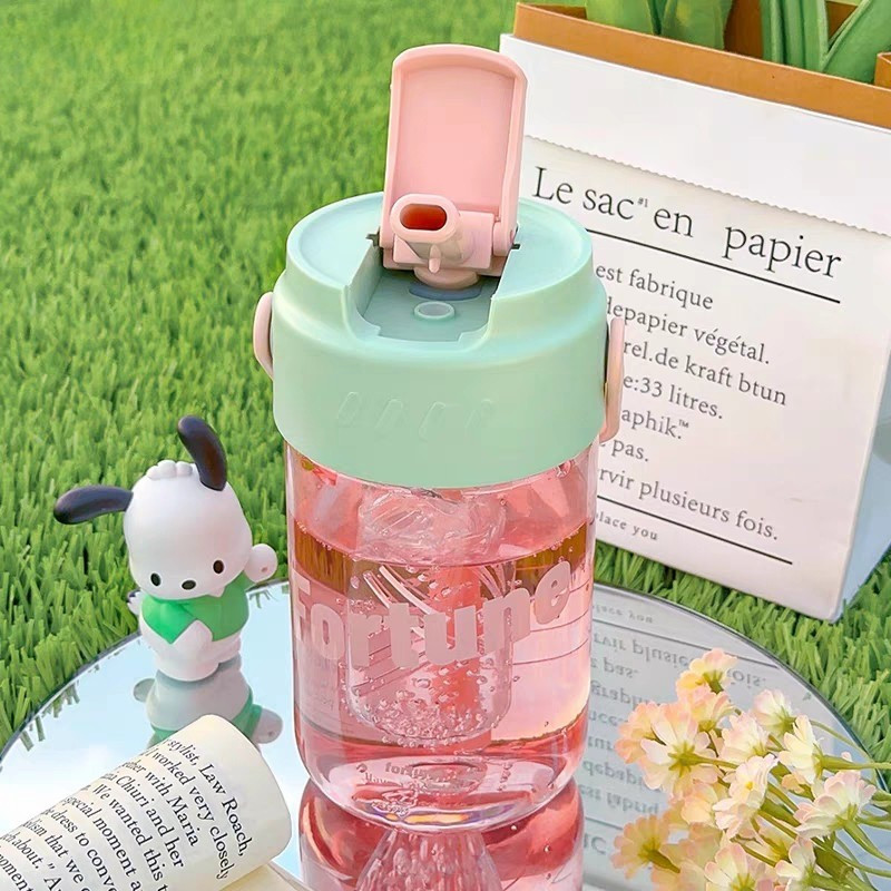 600ml 800ml Cute Student Water Bottle Straw Cup with Handle Portable ...