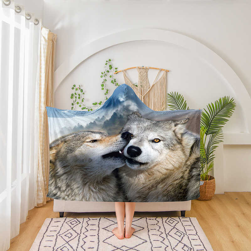 B7 Velvet Hooded Maghihirap, Tamad Isang Layer Na Ng Putik Kumot, Wolf ...