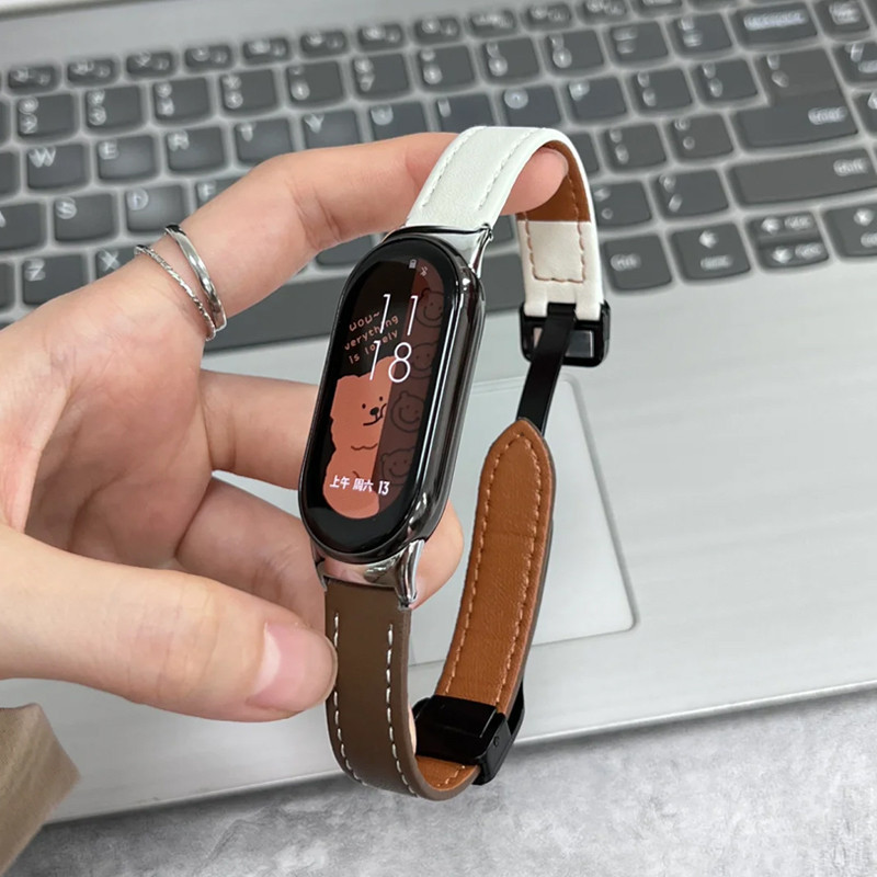Magnetic Buckle Leather Strap for Xiaomi Mi Band 9 8 nfc Replace Smart ...