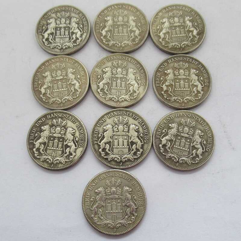 10 Foreign Replicated Copper Commemorative Coins With 2 German Marks ...