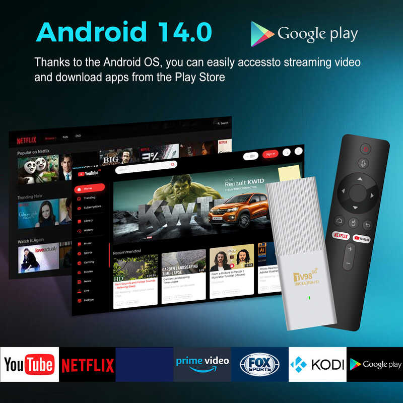 14 Android TV Stick Top 8K Allwinner H313 Quad Core Bt5.0 Dual Band ...