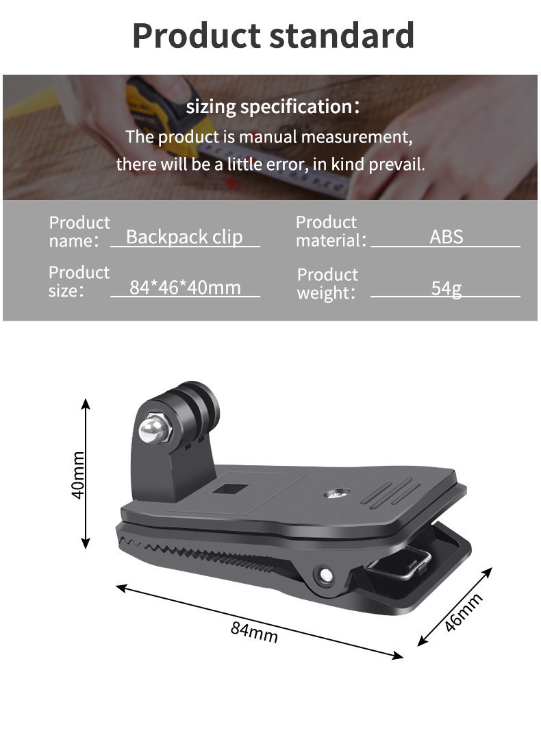 For 360 X4 x3 360 Degree Rotary Backpack Clip Clamp Mount for action 5 ...