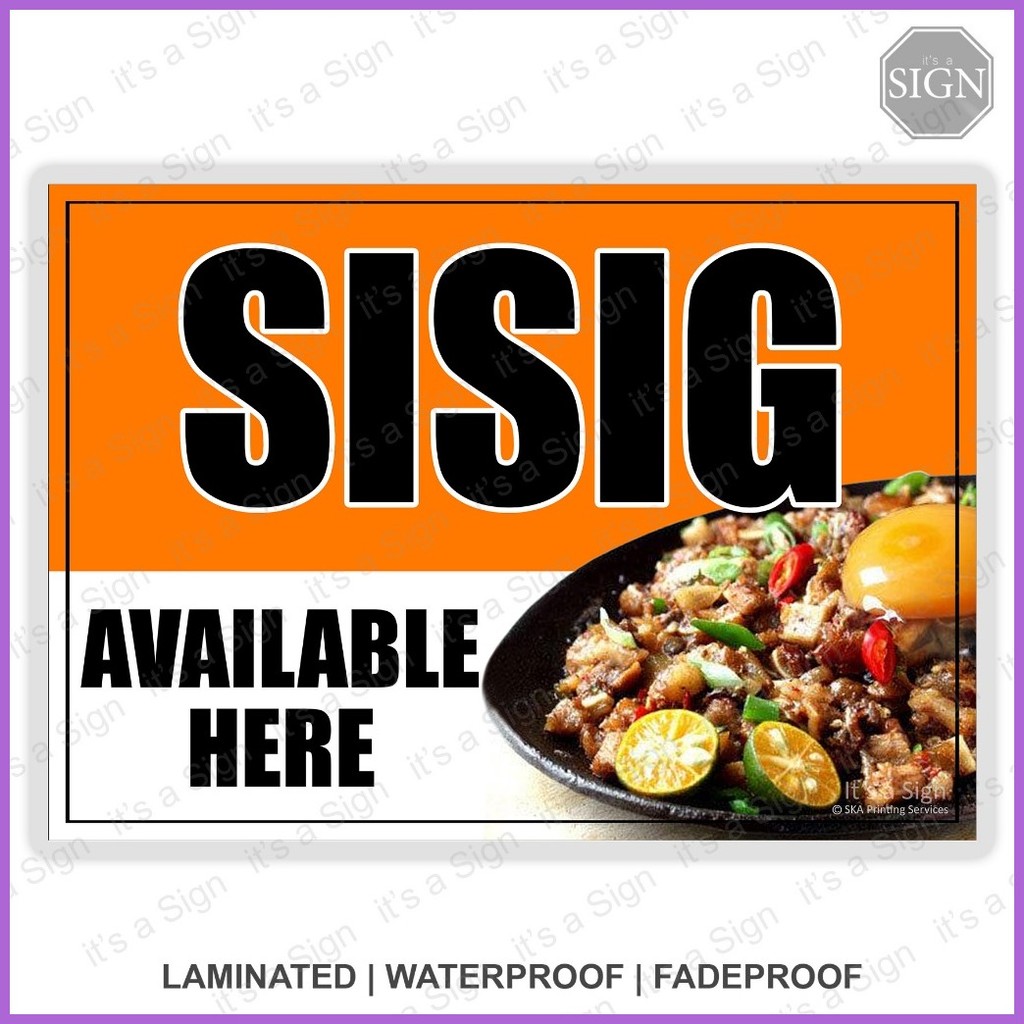 ♨ Sisig Pork Chicken Food Store Sign - Laminated Signage - A4/A3 Size ...