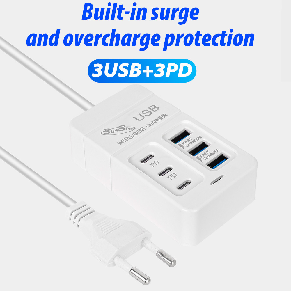 6 IN 1 USB Charger 35W PD Type C Fast Charge Charger Wall Phone Adapter ...