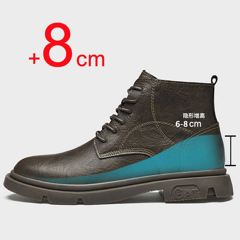 30 Leather Boots Elevator Invisible Heightening For Men 6Cm 8Cm Heels ...