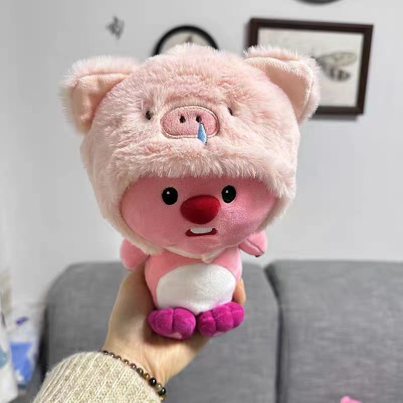 28cm Kawaii Beaver Loopy Doll Snatchy Pig Hat Girl Schoolbag Plush Toy ...