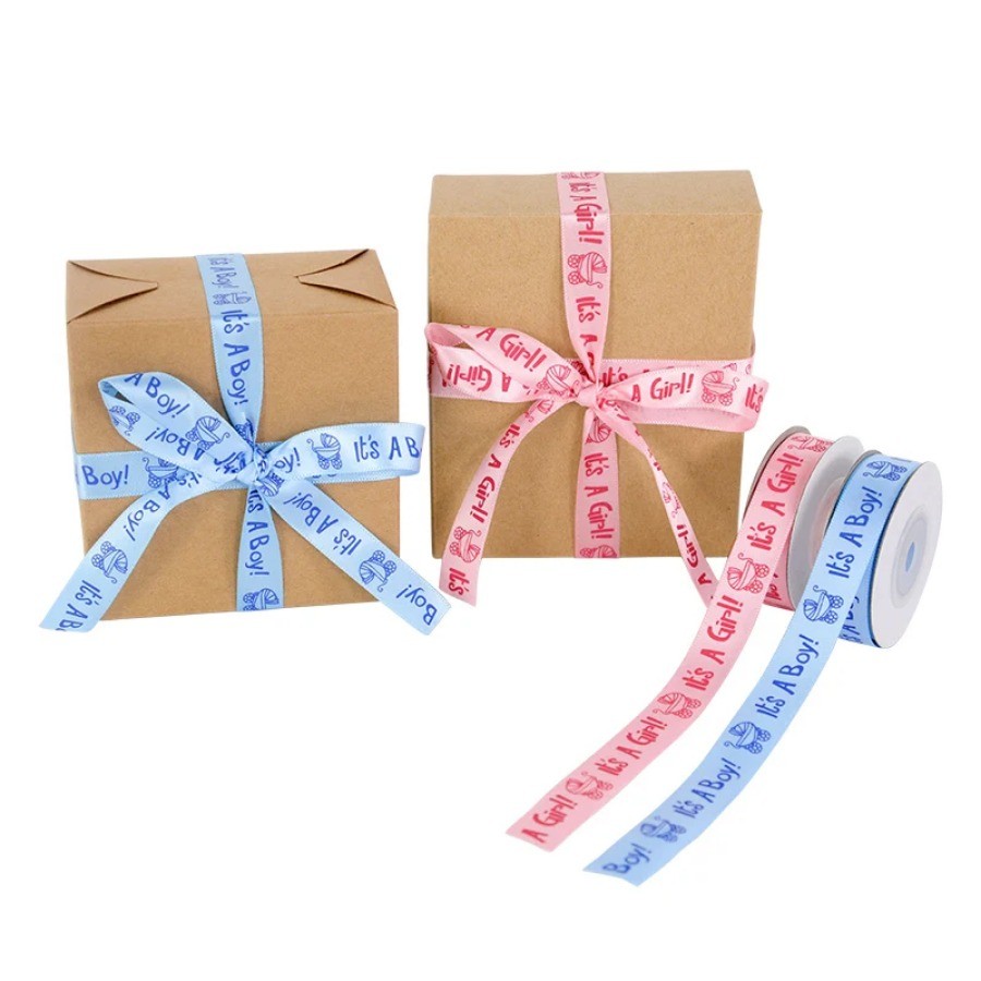 1 Roll 10Yard It Is A Boy Girl Printed Ribbon Gender Reveal Party Gift ...