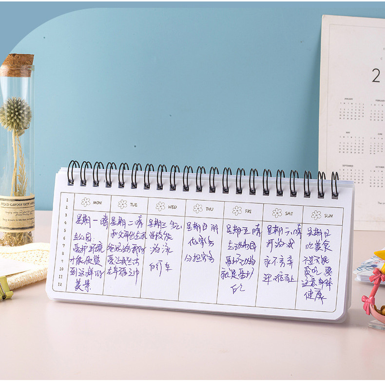 50 Sheets Portable Weekly Planner Notepad Spiral Flip Notebook with To ...