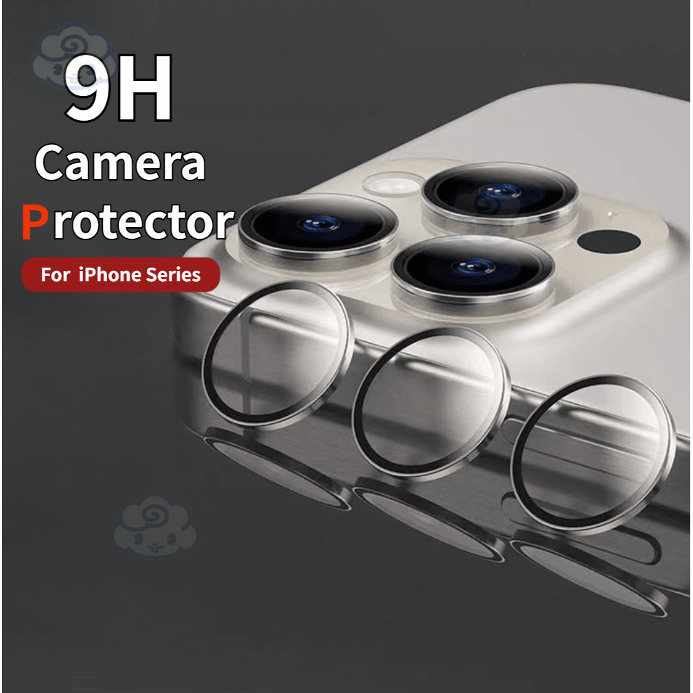 Transparent Camera Lens Tempered Glass Metal Ring Protector For iPhone ...