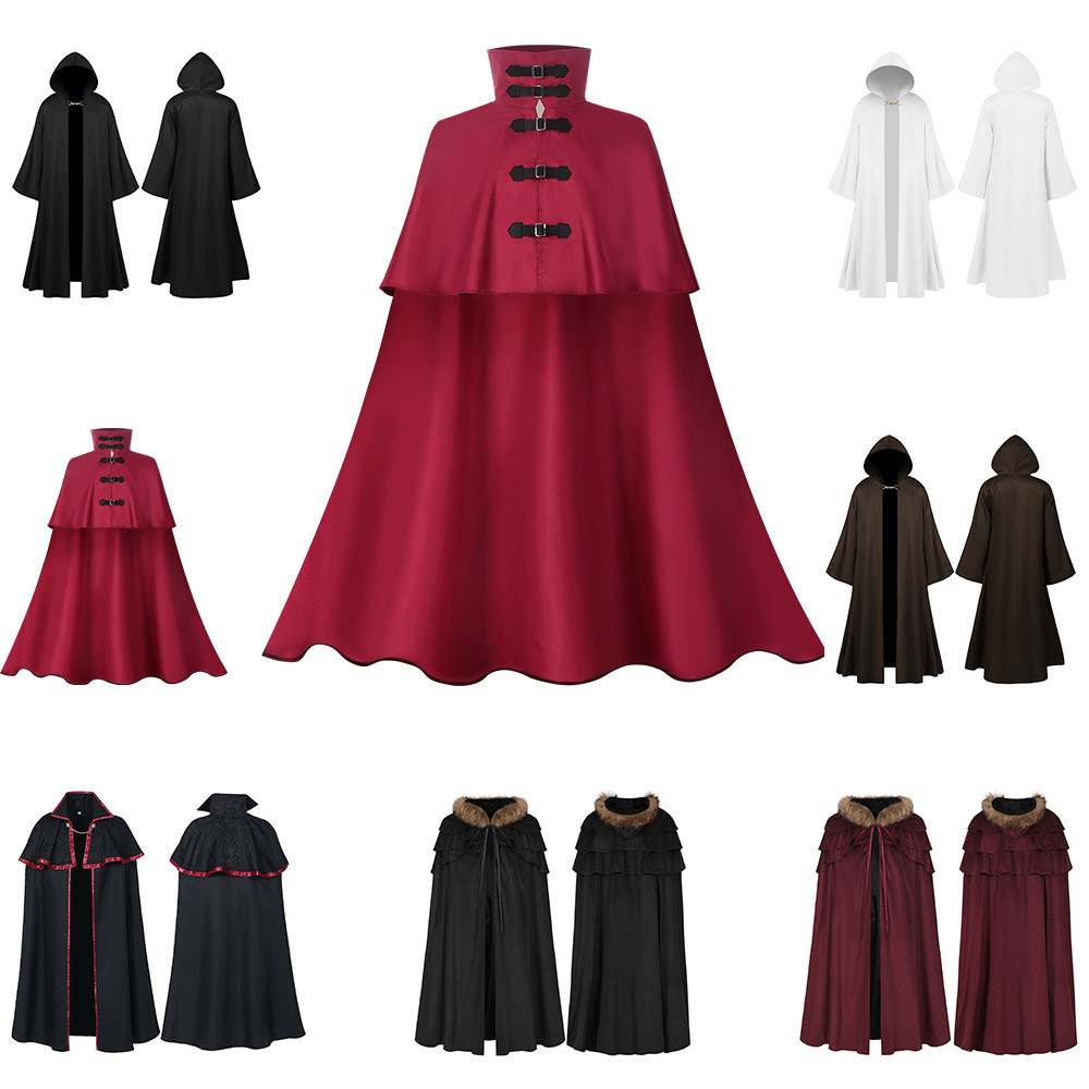 Medieval Royal Cloak With Shoulder Pads For Men And Women Retro Bead ...