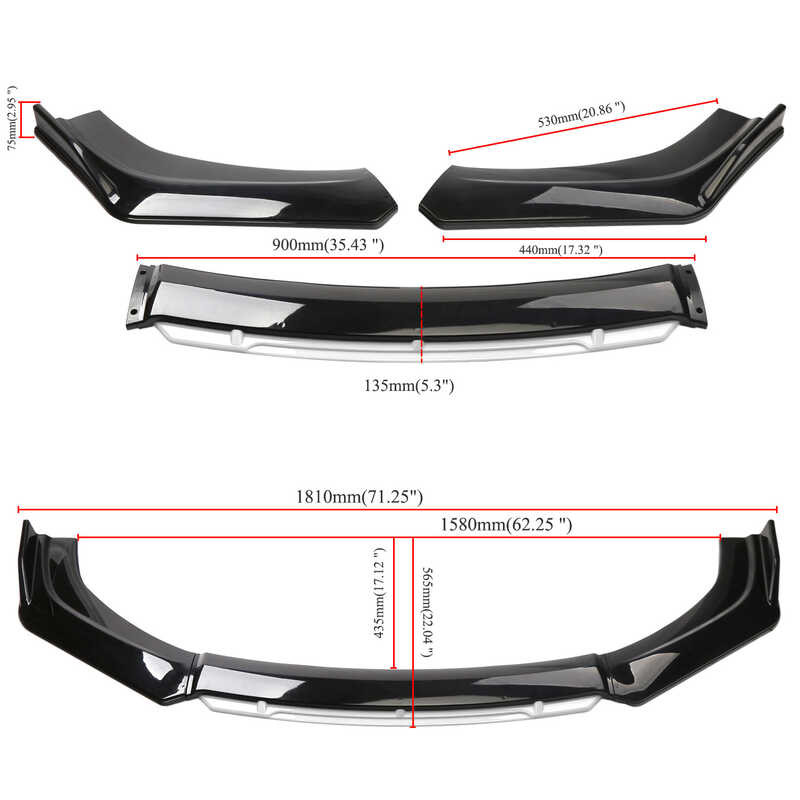 Car Universal Front Kit Spoiler Carbon Fibe Decorative Strip Bumper ...