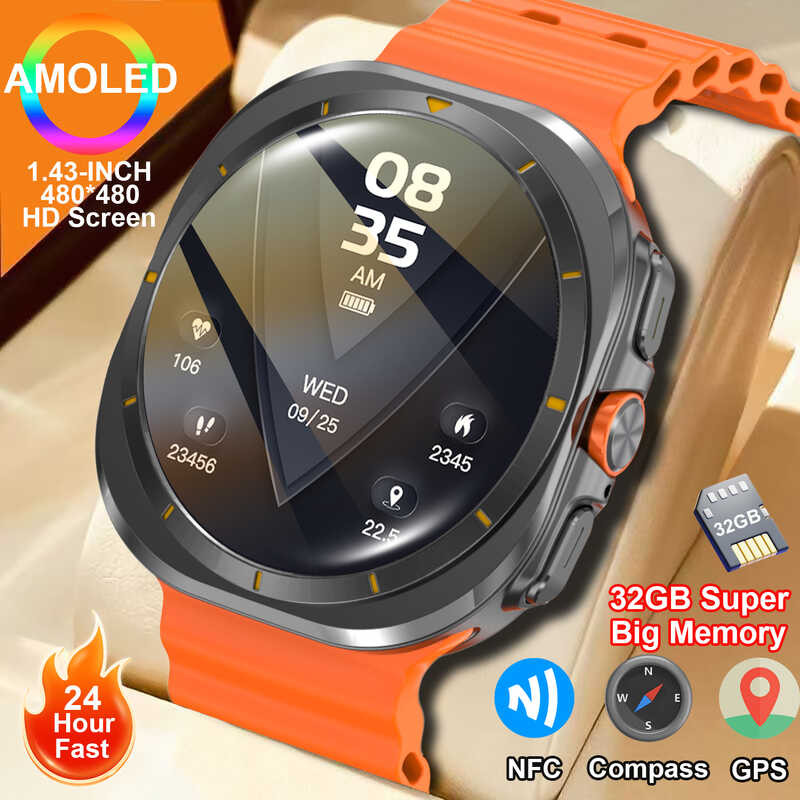 F4 NEW 3 Smartwatch AMOLED Screen DT Ultra Watch 47Mm Sport 4Gb BT Call ...