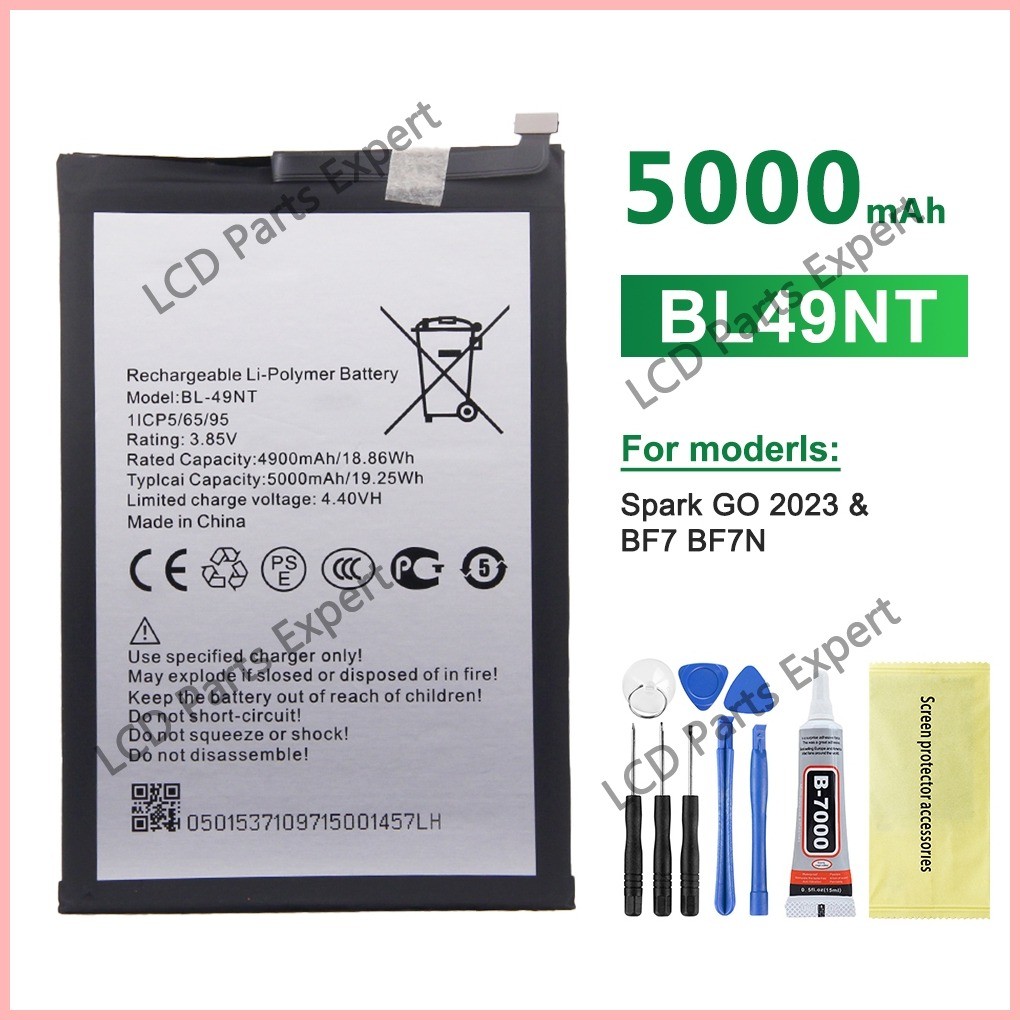 Battery For Tecno Spark GO 2023 2024 / BF7 BF7N BG6 49NT Battery ...