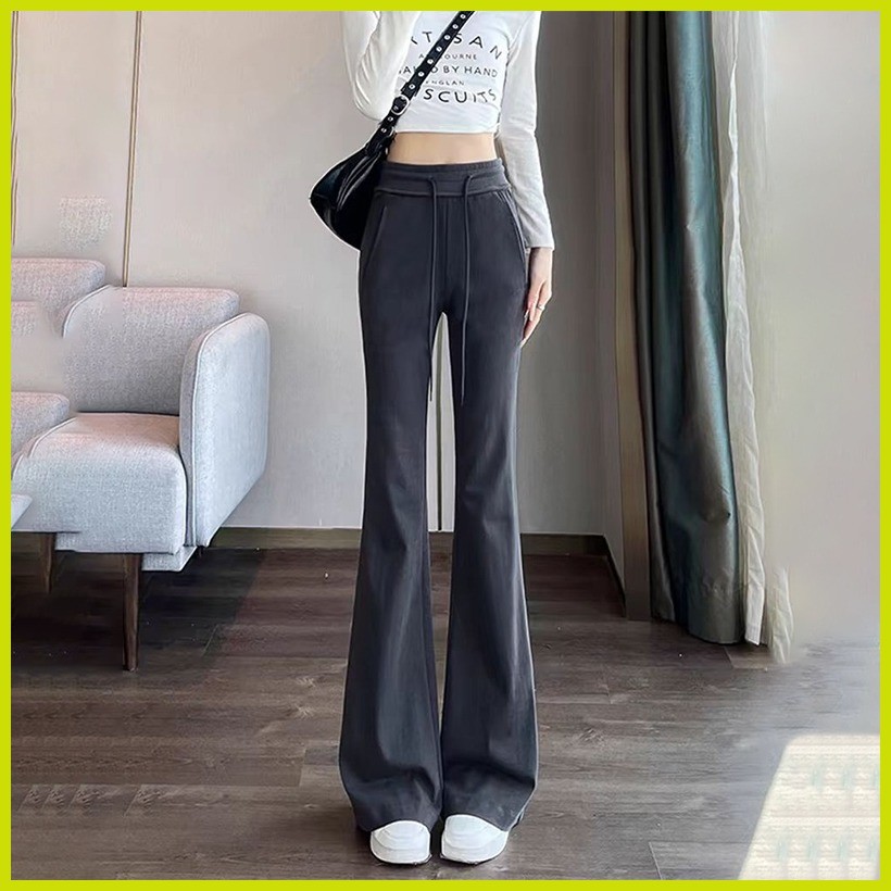 ∯ ↙ American black flared pants for women high waist slimming casual ...
