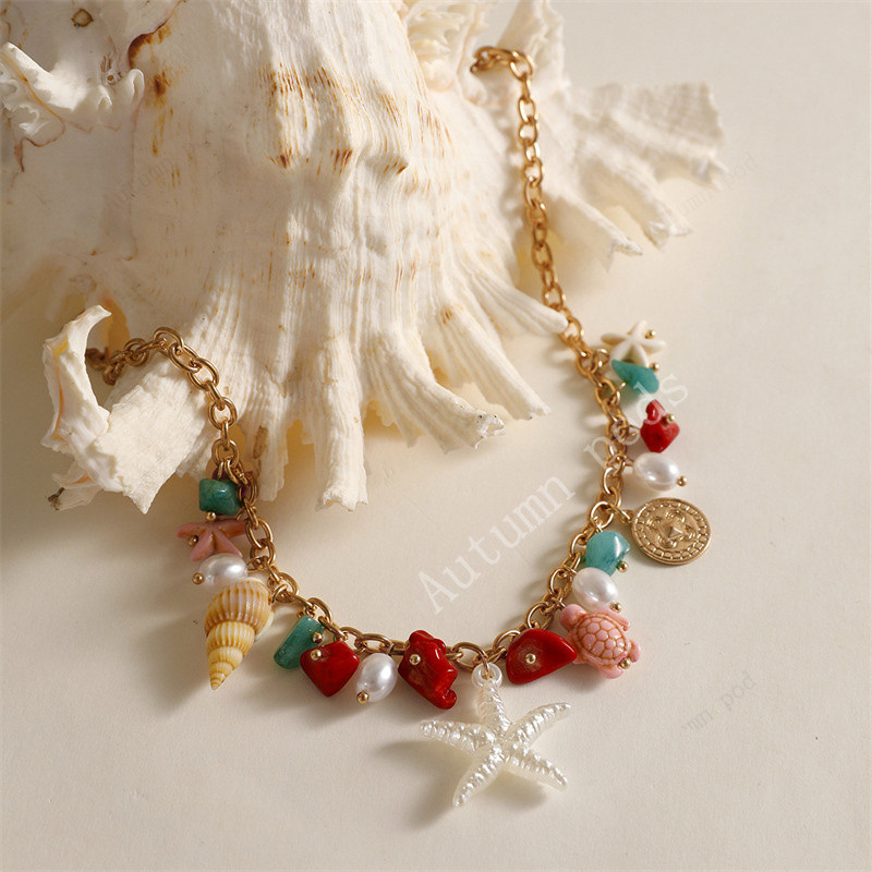 Fashion Ocean Style Shell Conch Pendant Exaggerated Necklace Starfish ...