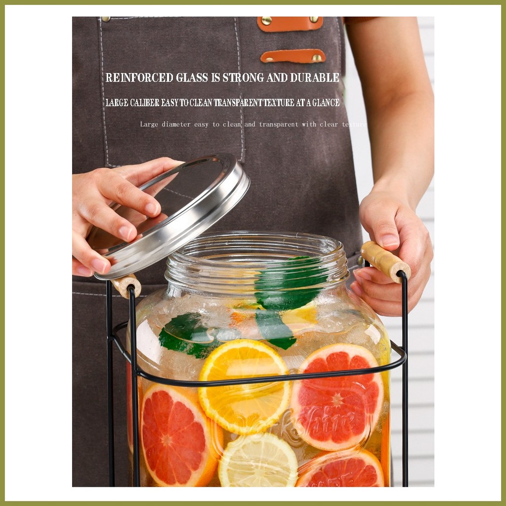 10L Juice Drink Glass Jar Water Dispenser with Stand and Faucet ...