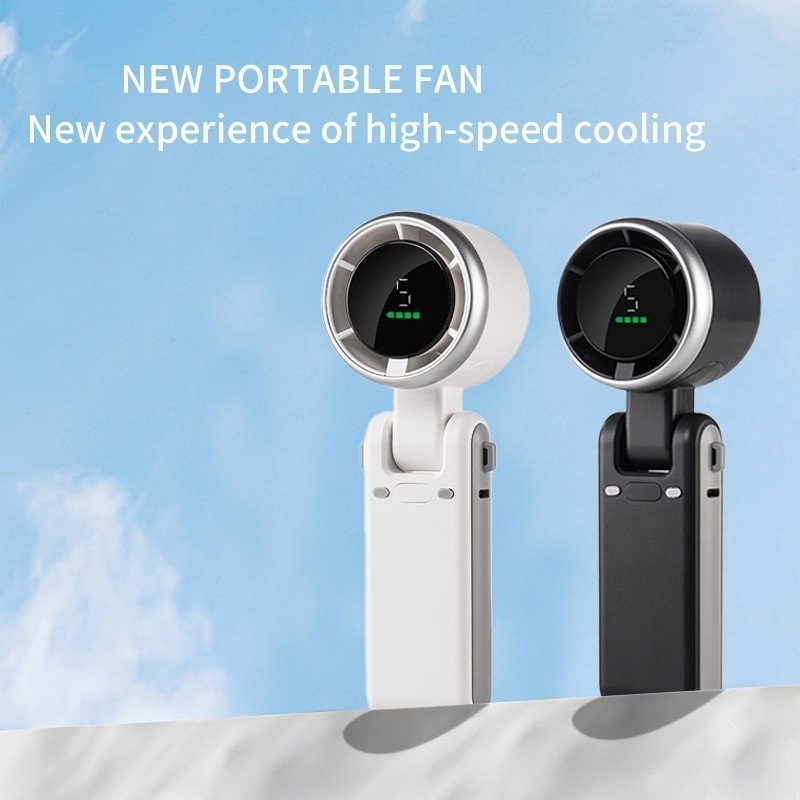 Foldable Turbo Fan USB Rechargeable Handheld Fan with LED Display 5 ...
