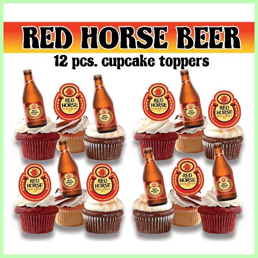 ⋭ ⊸ ⚰ Red Horse Beer 12 pxs. Cupcake Toppers (READY STOCK) | Shopee ...