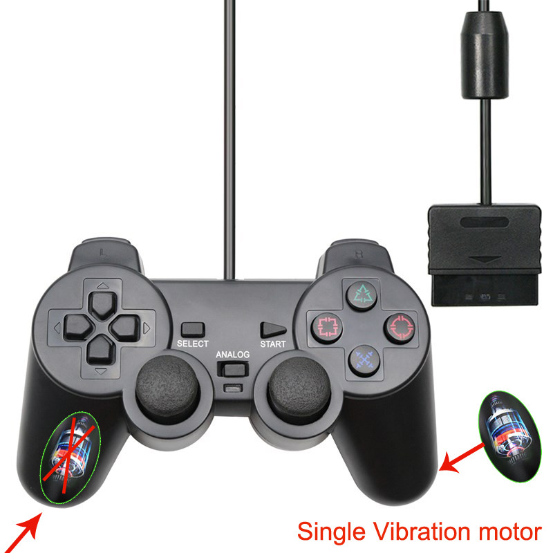 RUIPENGDA Transparent Color Wired Controller For PS2 /PS1 Console Vibration Joystick Gamepad ...