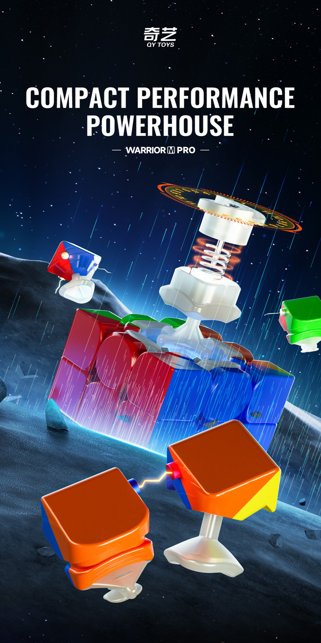 Qiyi Warrior M Pro 3x3 Magnetic Speed Cube 11-Level Adjustment 48 ...