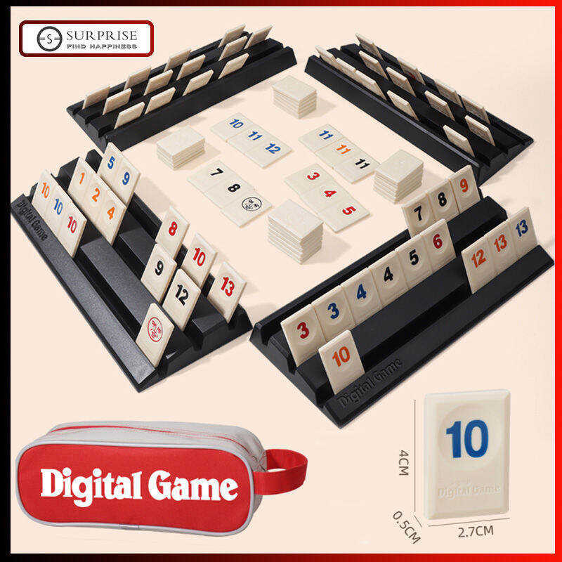 Traveg 4*2.7Cm Rummy Portable Big Size 4 Racks Rummikub 106 Tiles ...
