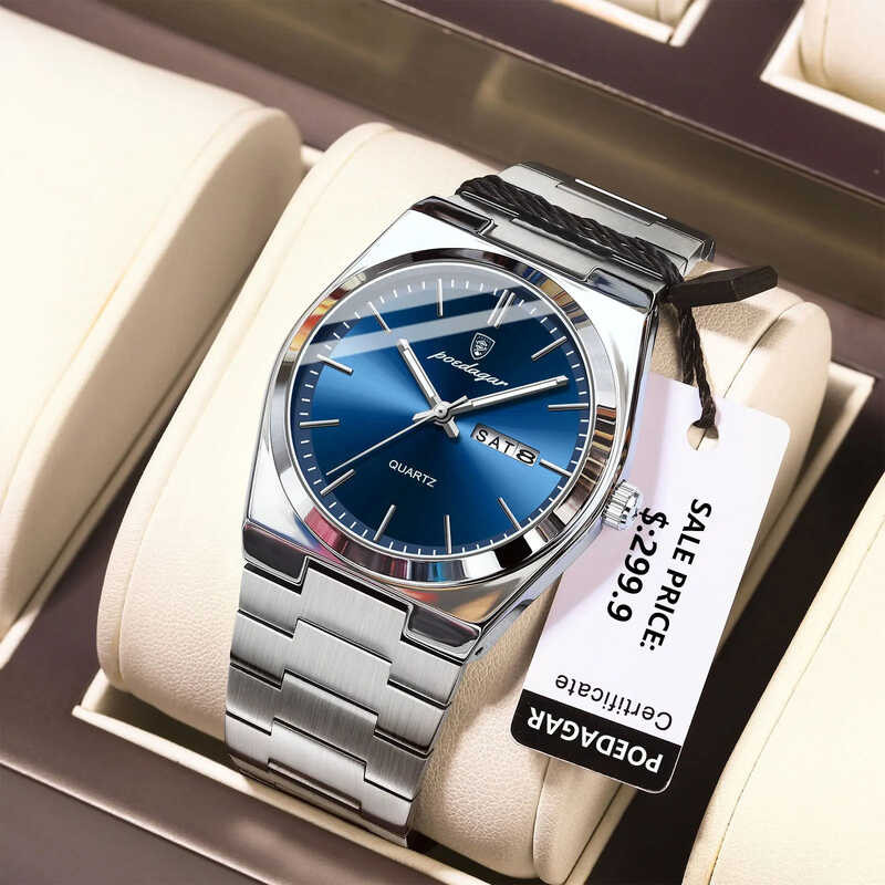 Man For Waterproof Luminous Date Week Stainless Steel Men Casual Quartz ...