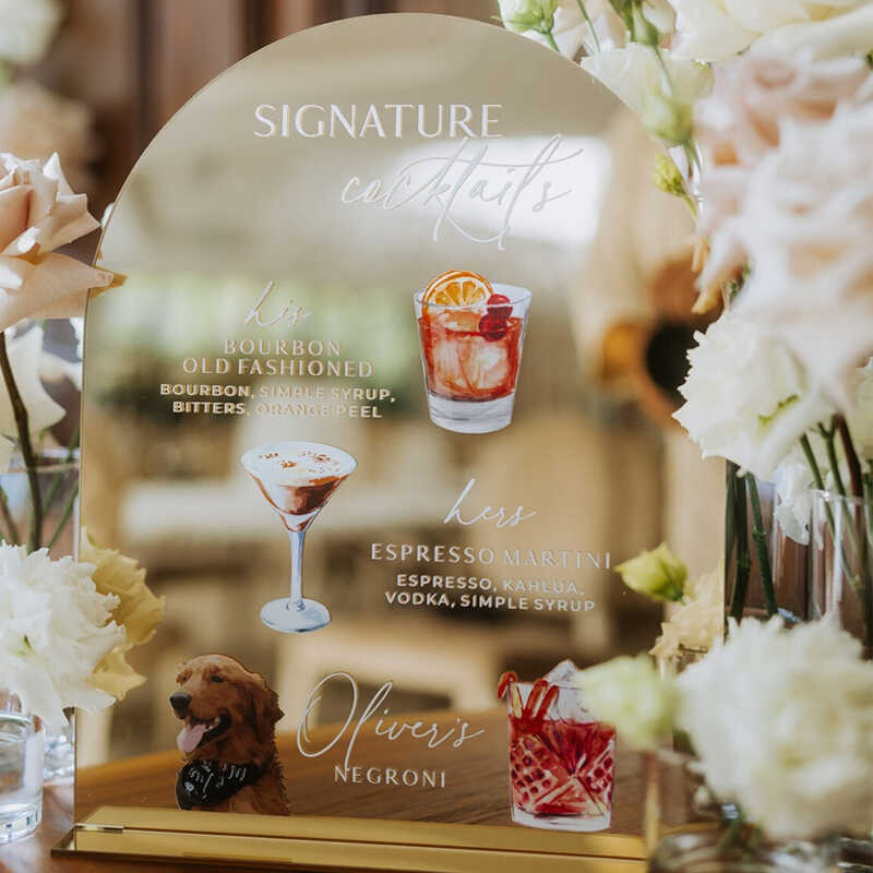 SK Gold Mirror Arched Bar Signature Drin Sign Reception Drink Station ...