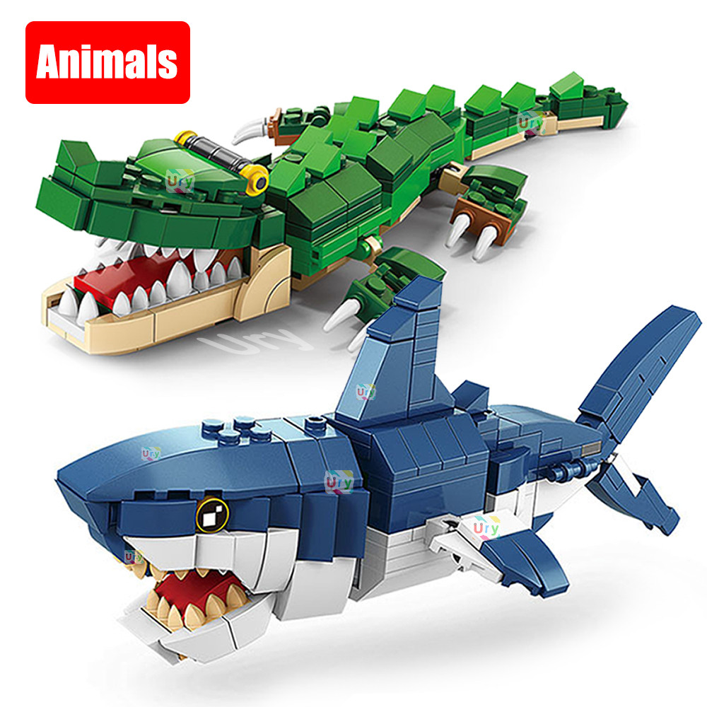 Moc Ocean Marine Fish 3In1 Animals Shark Tiger Owl Crocodile Model Set ...