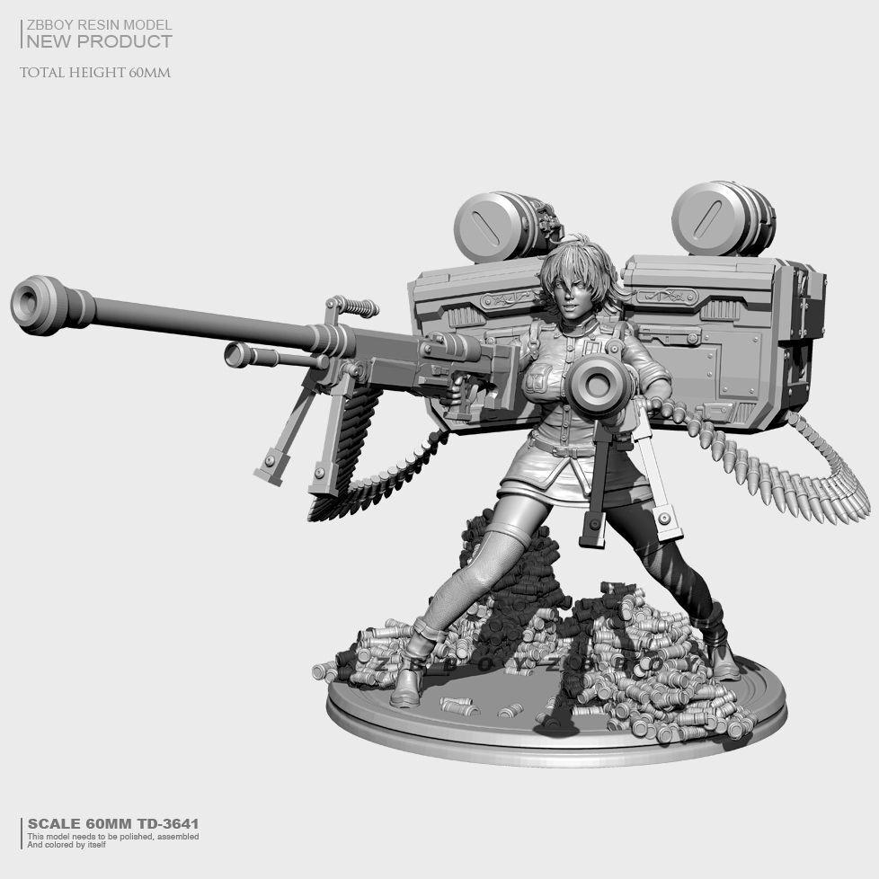 Bd 60Mm ZBBOY Producer Double Cannon Girl Resin Soldier White Model Td ...