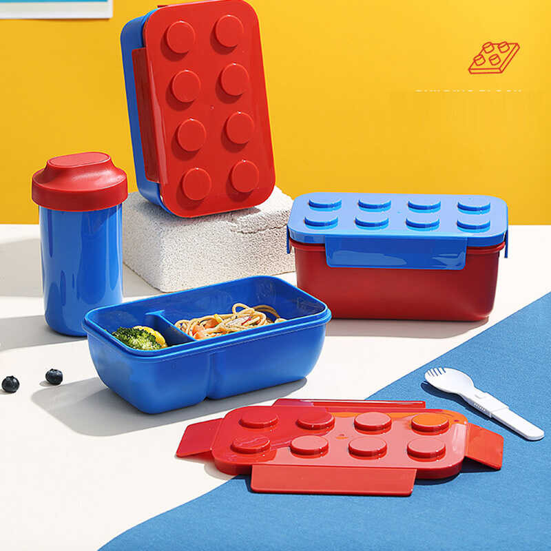 Block Ong Building Bento Cup Set 1-Litro Plastic Rectangular Divided ...