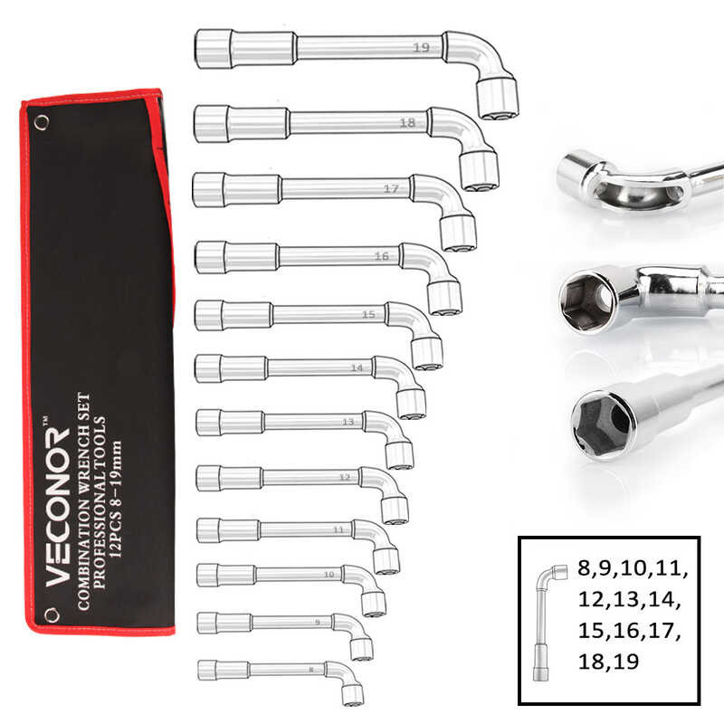 12Pcs F L-Type Universal Socket Pipe Sleeve Wrench Spanner A Set Of ...