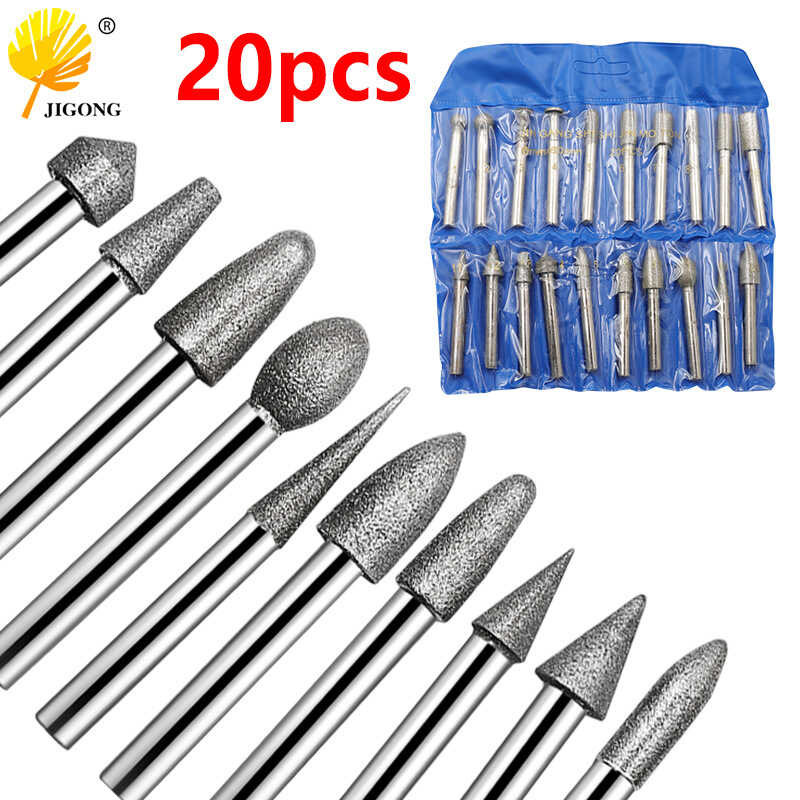 20 sets of 6mm handle diamond grinding heads, jade carving tools ...