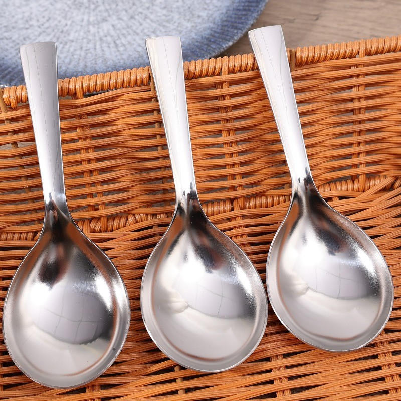 High Quality Stainless Steel Big Head Soup Spoons Exquisite Short ...