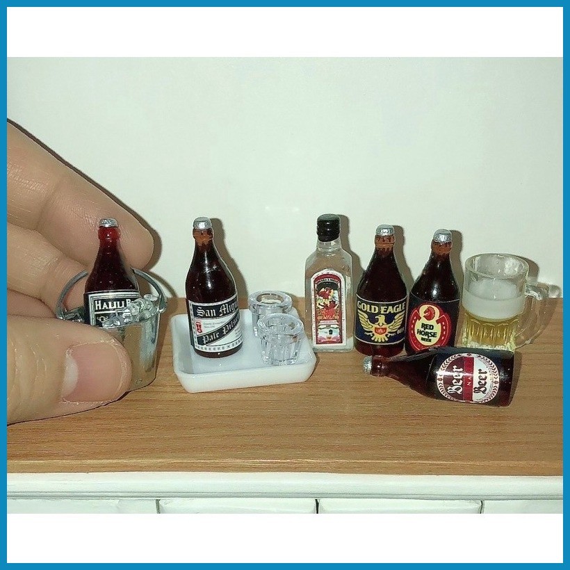 ⚕ miniature beer gin bilog dollhouse diorama sylvanian figure doll ...