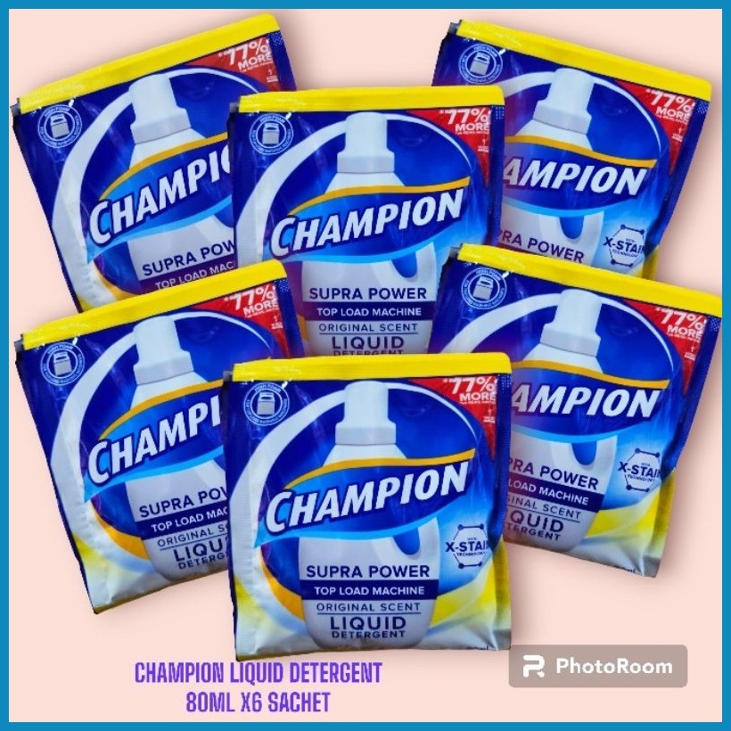 CHAMPION LIQUID DETERGENT 80ml x6 | Shopee Philippines