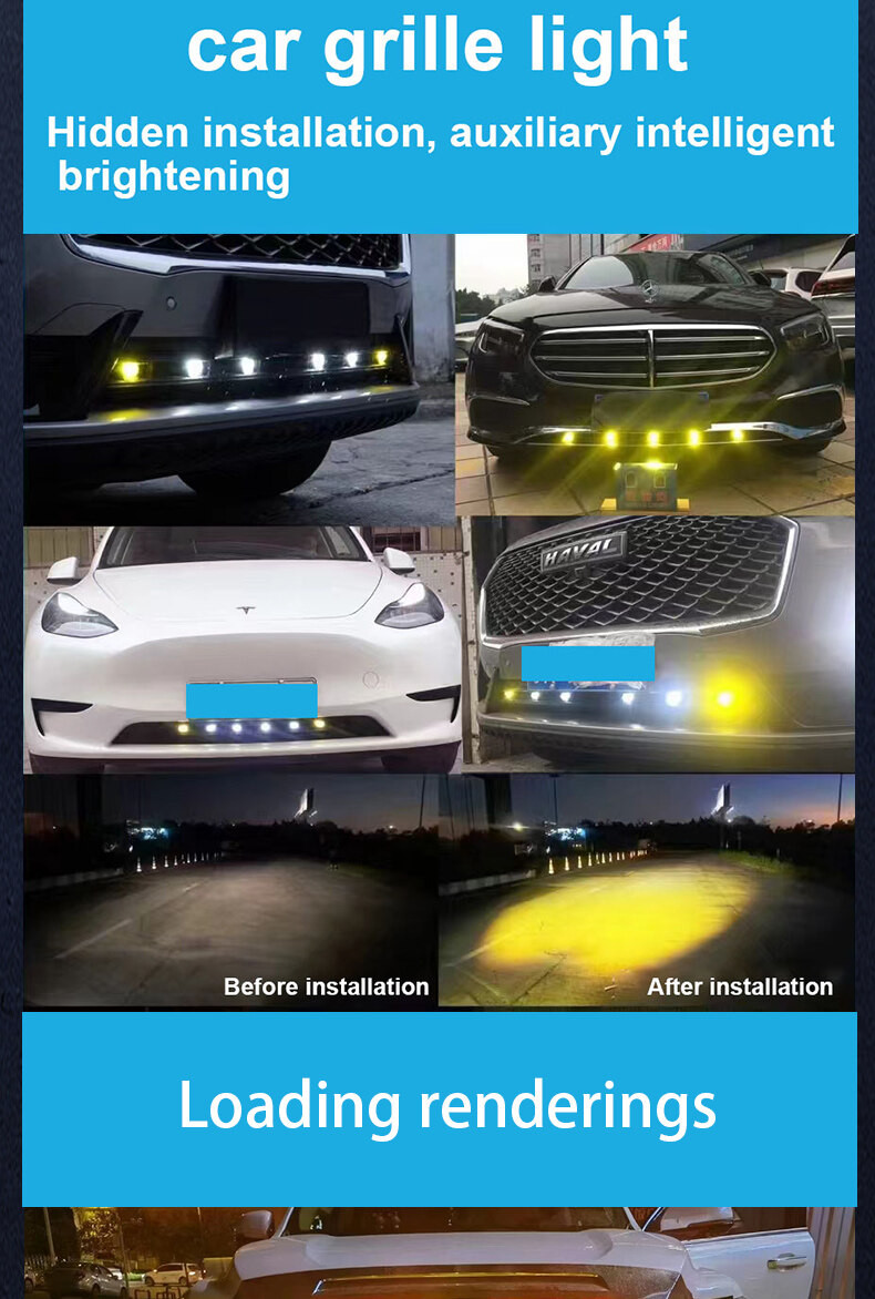 Car Center Grille Light Car LED Center Light Two Color Spotlight ...