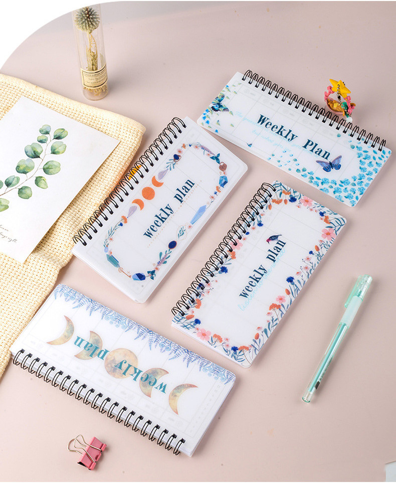 50 Sheets Portable Weekly Planner Notepad Spiral Flip Notebook with To ...