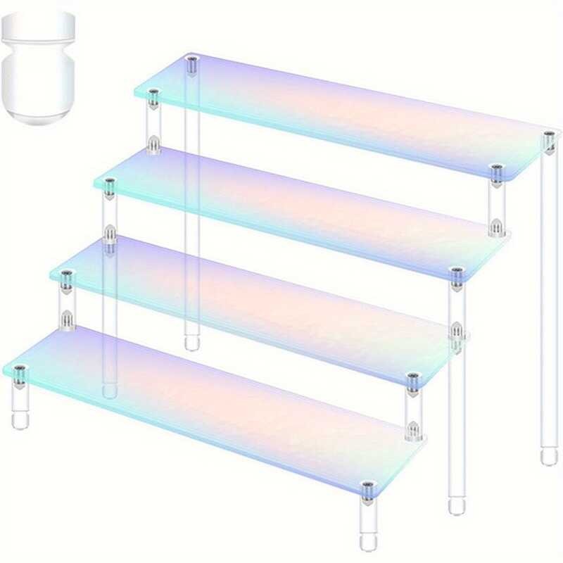 Display Acrylic Riser Shelf, Iridescent Colorful Cup Stand Organizer ...