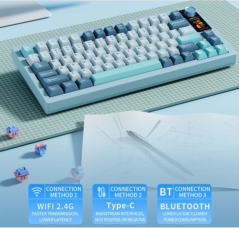 【Local Delivery】LT75 Mechanical Keyboard 3mode Wired/Bluetooth/2.4G ...