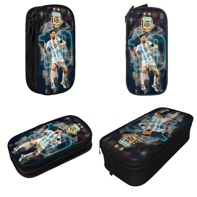Messi Soccer Pencil Case Argentina Football Pen Box S Girls Boys Large ...