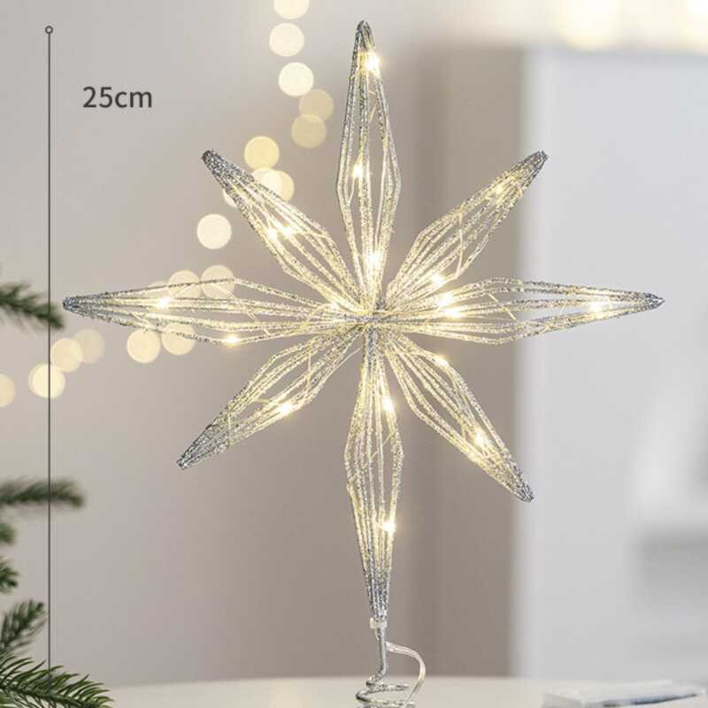 Toppers Christmas Glitter Gold Star Tree Topper Lighted With Warm White ...