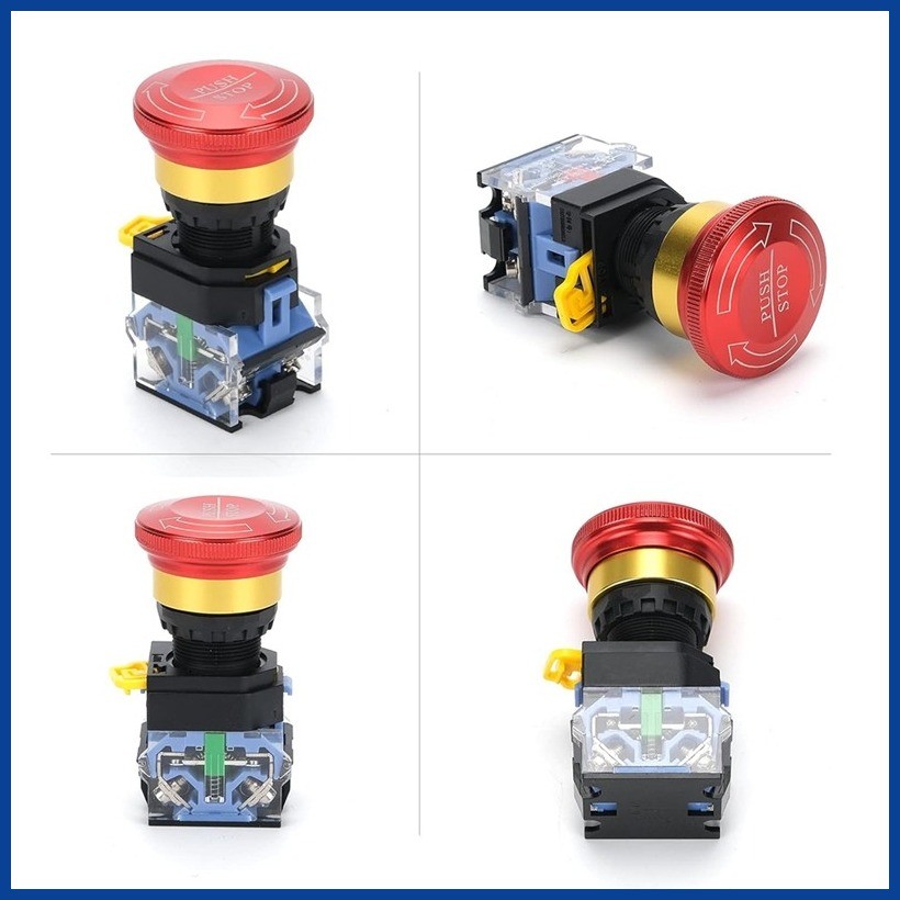 Emergency Stop Button 10A 22mm Latching Push Button Switch, Aluminum ...