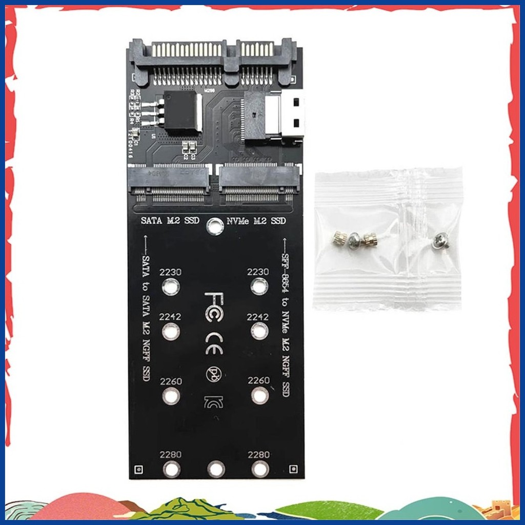 M2 SSD Adapter M.2 SATA Ngff SSD to SATA + M2 NVME SSD to SFF-8654 ...