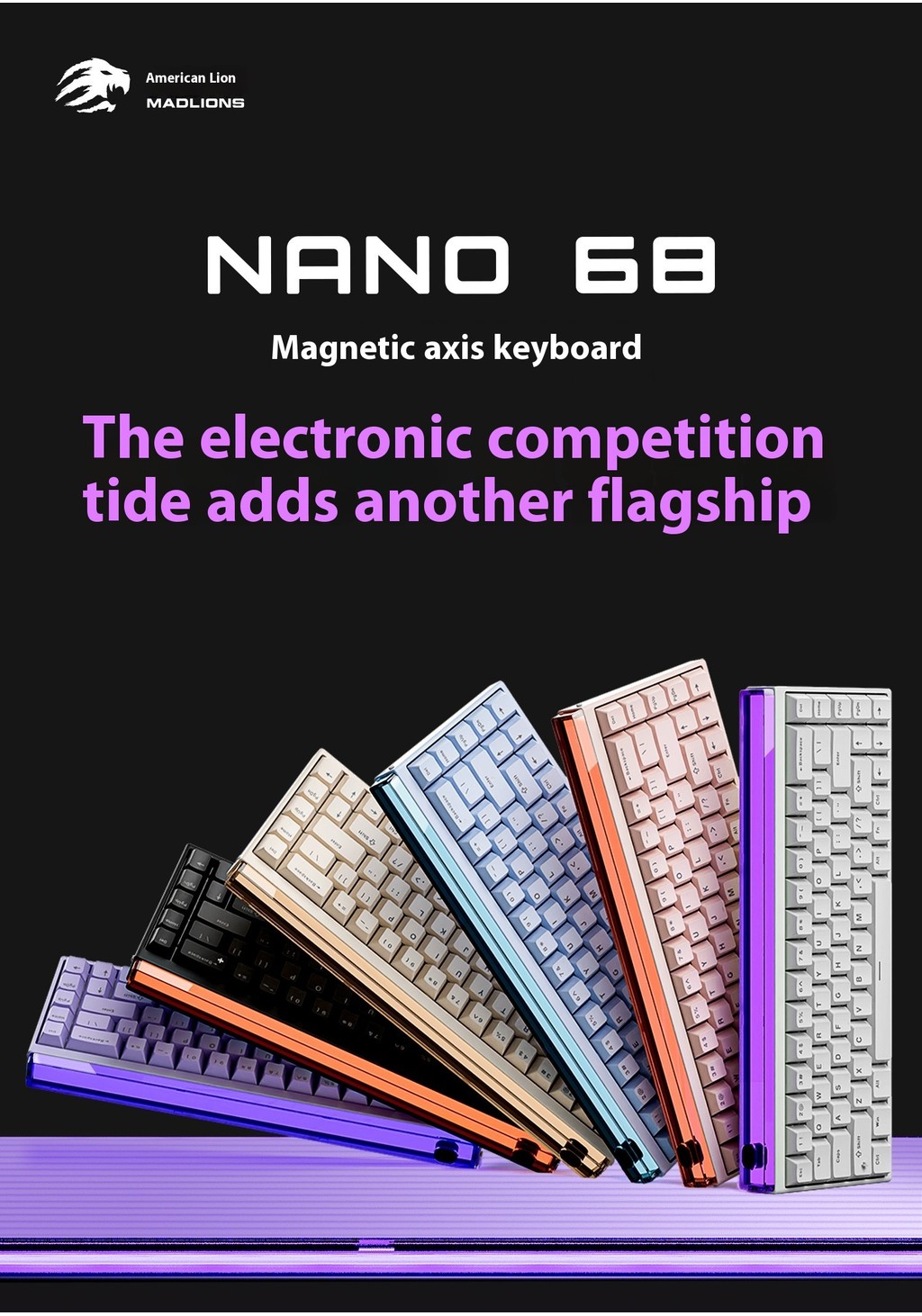 Madlions NANO68 PRO Magnetic Gaming Keyboard Rapid Trigger Type-C RGB ...