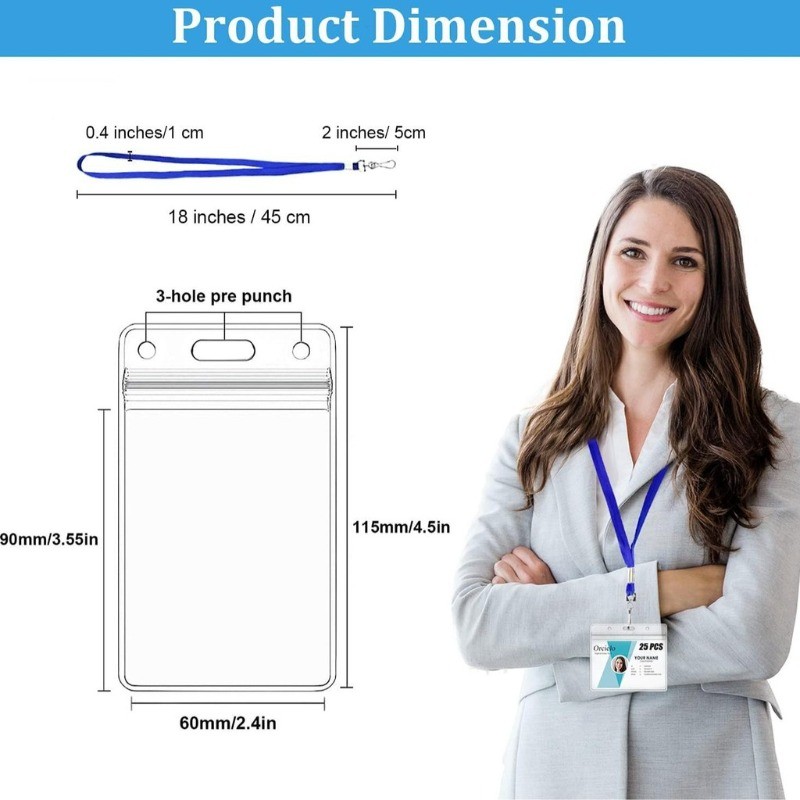 20PCS Transparent Plastic ID Holder with Zip Lock Vertical & Horizontal ...