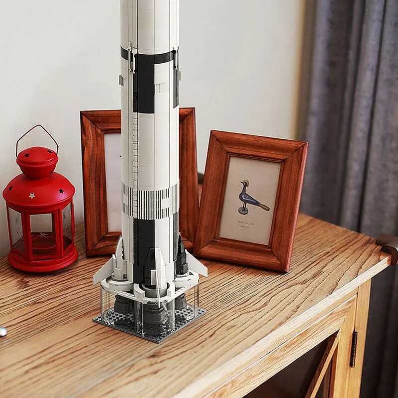 Blocks Building Aerospace Apollos 11 Saturn V Display Stand Rocket ...