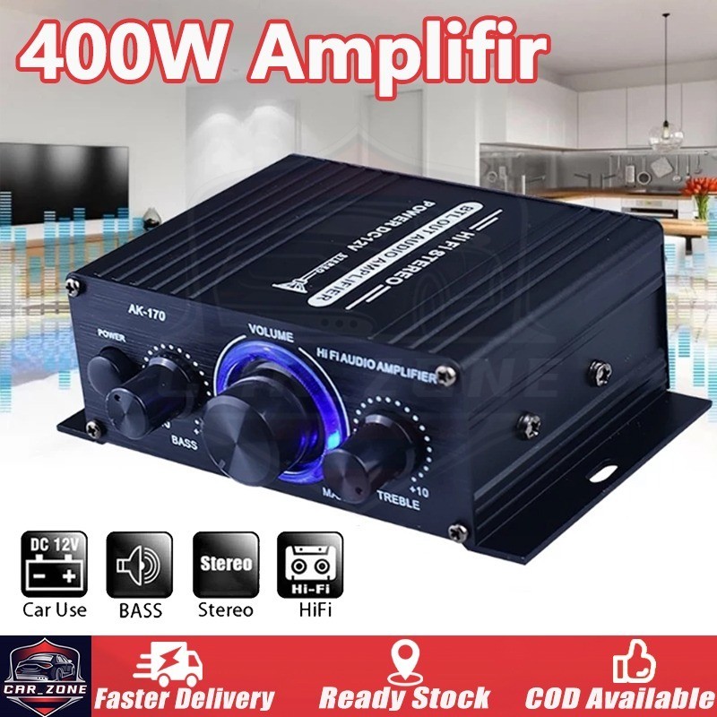 400w 12V Mini Audio Amplifier Home Amplifie free Auto Stereo Audio Car ...