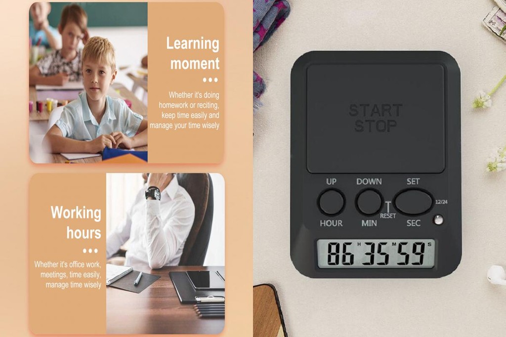 [MO] Notification Timer with Light and Beep Timer Multi-function Electronic Timer Clock for ...